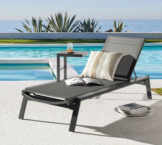 Malibu Metal Stackable Outdoor Chaise Lounge Set of 2 Pottery Barn