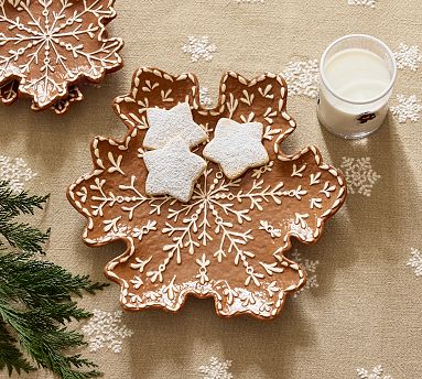 Gingerbread Snowflake Stoneware Platter | Pottery Barn