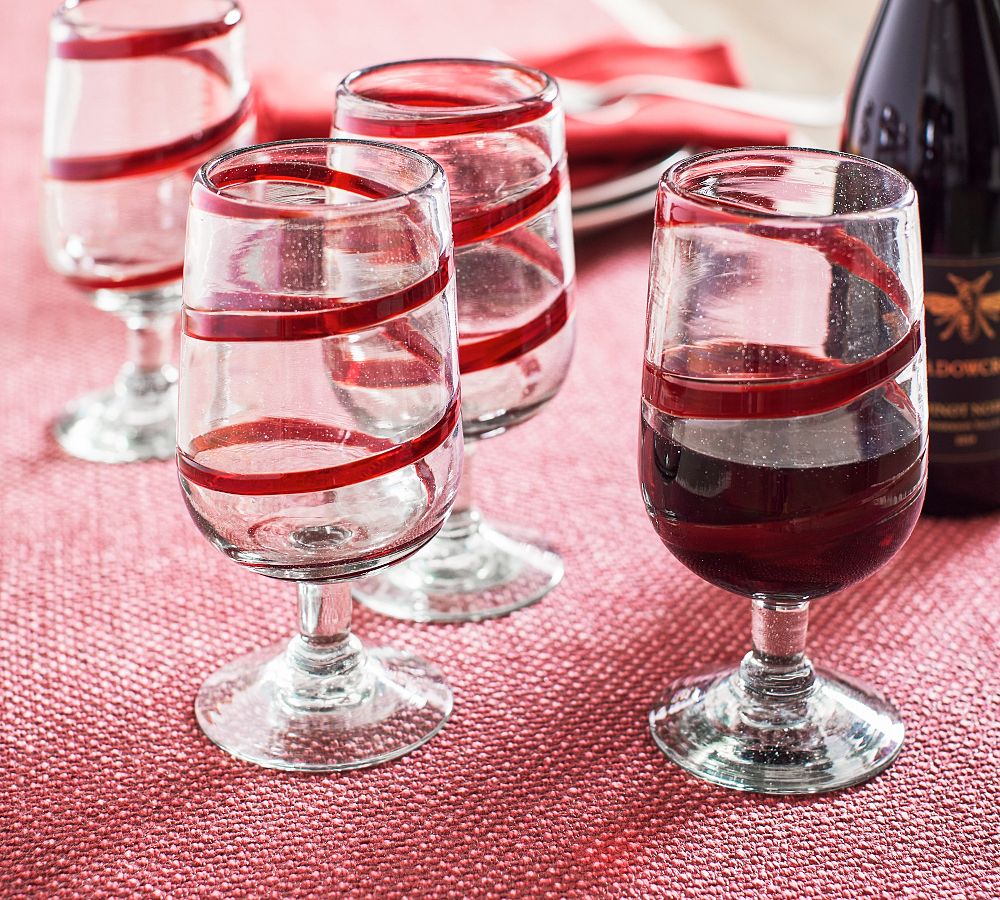 Red Ribbon Handcrafted Recycled Goblets | Pottery Barn