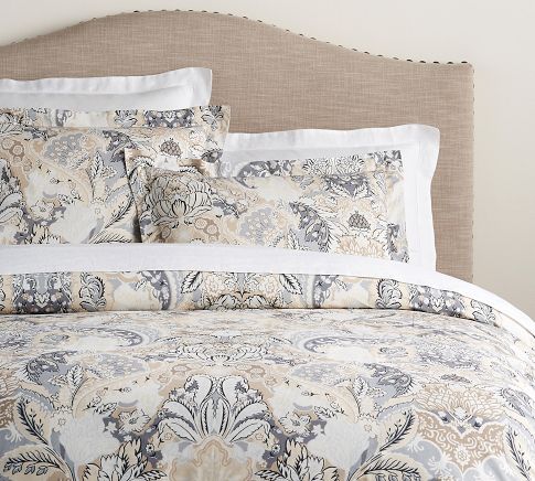 Celeste Damask Percale Duvet Cover Full Queen Pottery Barn