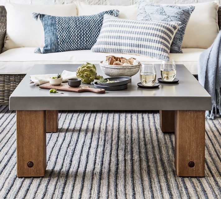 Abbott Concrete Acacia Square Outdoor Coffee Table Pottery Barn