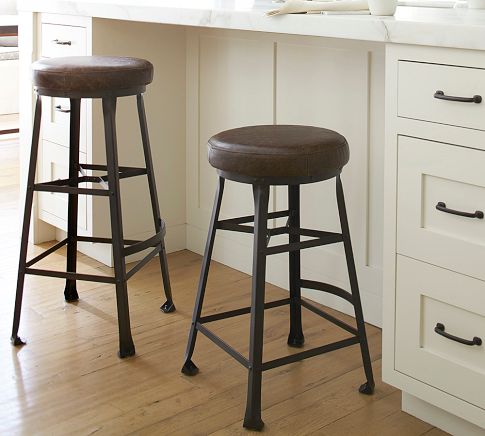 Decker Leather Seat Bar Stool Pottery Barn
