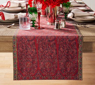 Bhotah Print Cotton/Linen Table Runner | Pottery Barn