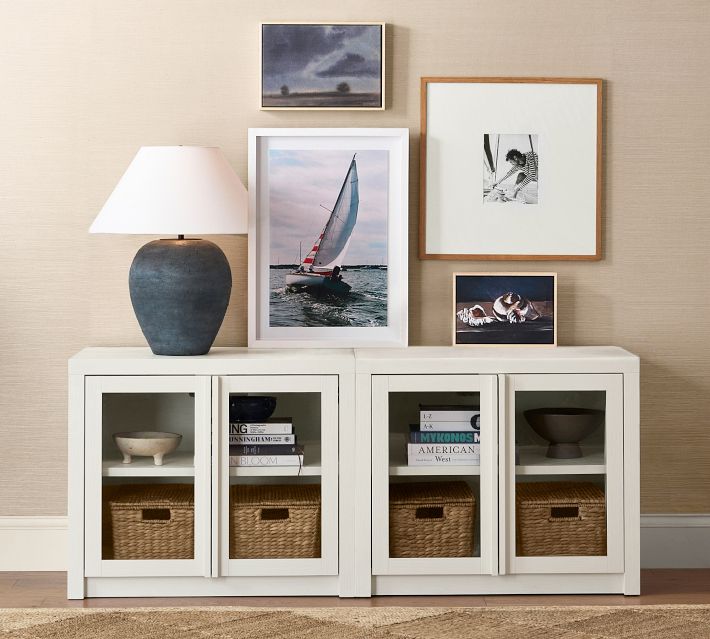 Dillon Glass Cabinet Media Console 72 Pottery Barn