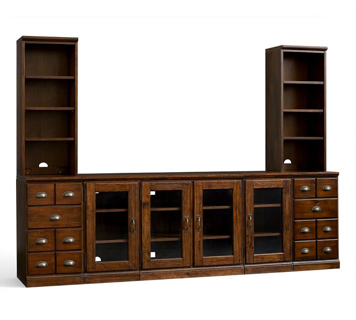 Printer s 96 7 Piece Entertainment Center with Cabinets Seadrift Pottery Barn