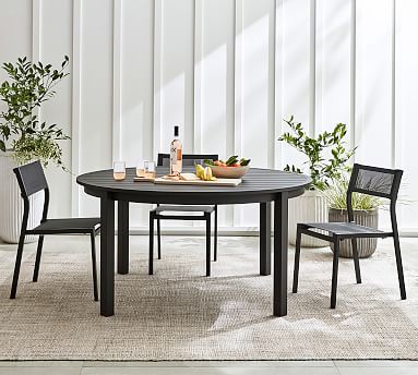 Malibu 40 Metal Round Outdoor Dining Table Black Pottery Barn