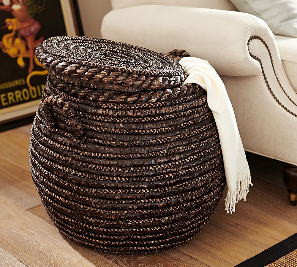 Lexine Round Lidded Basket | Pottery Barn