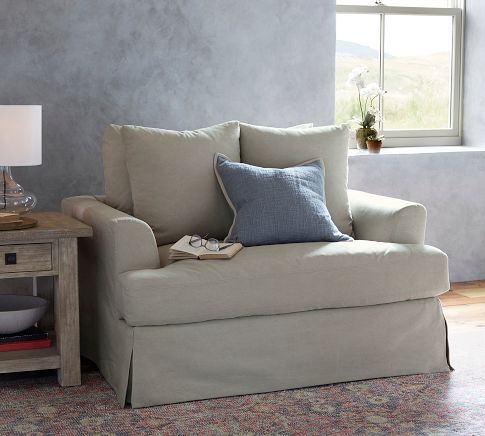 Sullivan Fin Arm Slipcovered Deep Seat Chair And A Half Down Blend Wrapped Cushions Floral Block Print Pink Pottery Barn