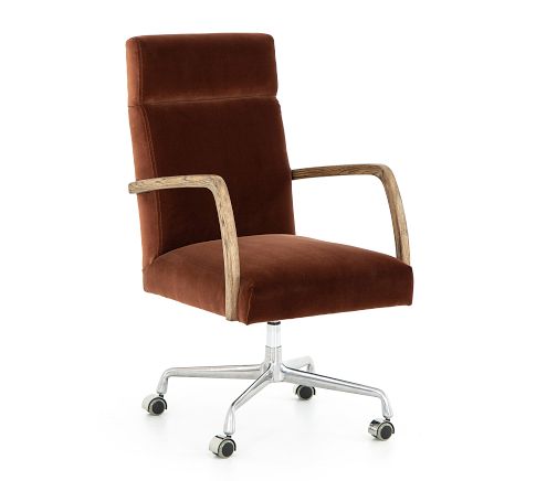 Masterson Velvet Desk Chair Oak Rust Pottery Barn
