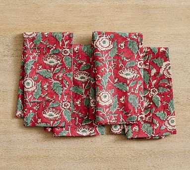 Cameron Block Print Cotton Napkins - Set of 4 | Pottery Barn