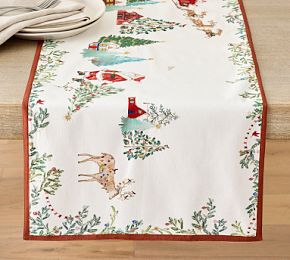 Santa Table Runner - Christmas in the Country Style | Pottery Barn