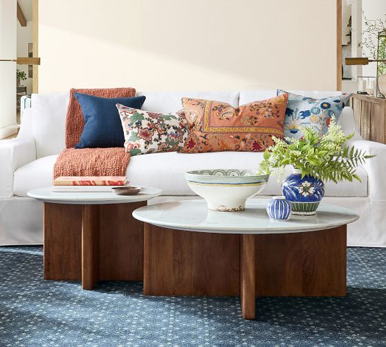 Cayman Round Marble Nesting Coffee Tables | Pottery Barn