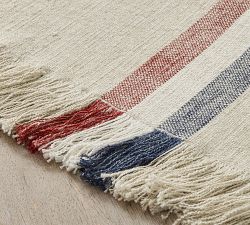 Patriotic Stripe Cotton/Linen Table Throw | Pottery Barn