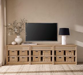 Marina Cane Storage Shelf Console (72"-144") | Pottery Barn