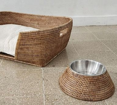 Tava Rattan Pet Bowl | Pottery Barn