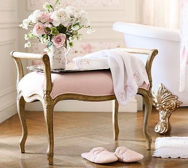 LoveShackFancy Upholstered Vanity Stool | Pottery Barn