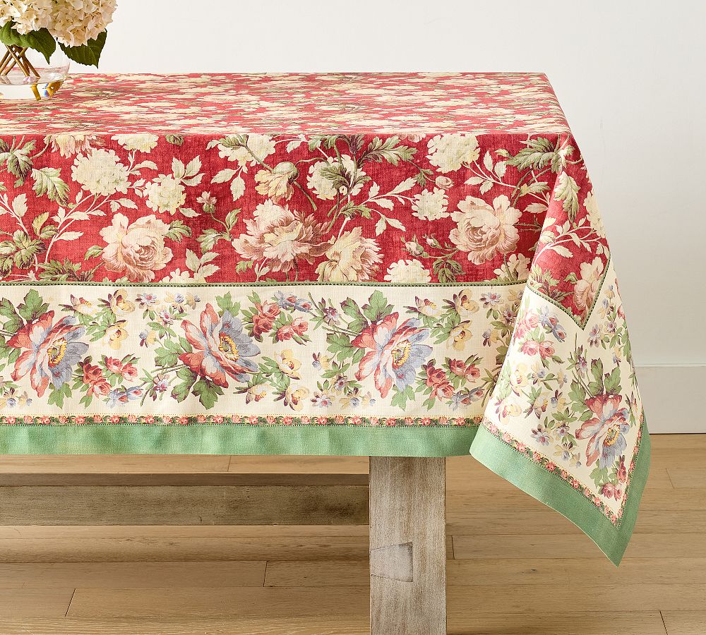 Anne Floral Organic Cotton Tablecloth | Pottery Barn