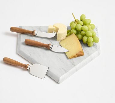 MLB Home Plate Marble Cheeseboard + Cheese Knives Set | Pottery Barn