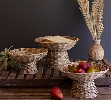 Wicker Compote Tray, Set of 3 | Pottery Barn
