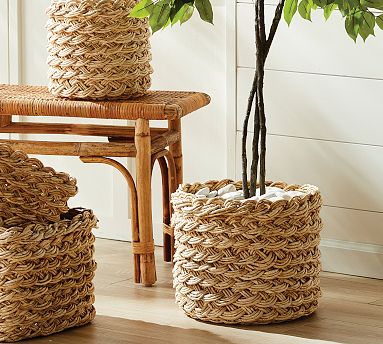 Elodie Handwoven French Braid Round Nesting Basket, Set of 2 | Pottery Barn