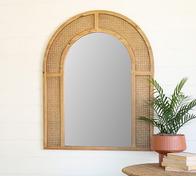 Monique Woven Rattan Arched Mirror | Pottery Barn