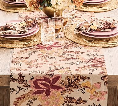 Emrys Embroidered Cotton Table Runner | Pottery Barn