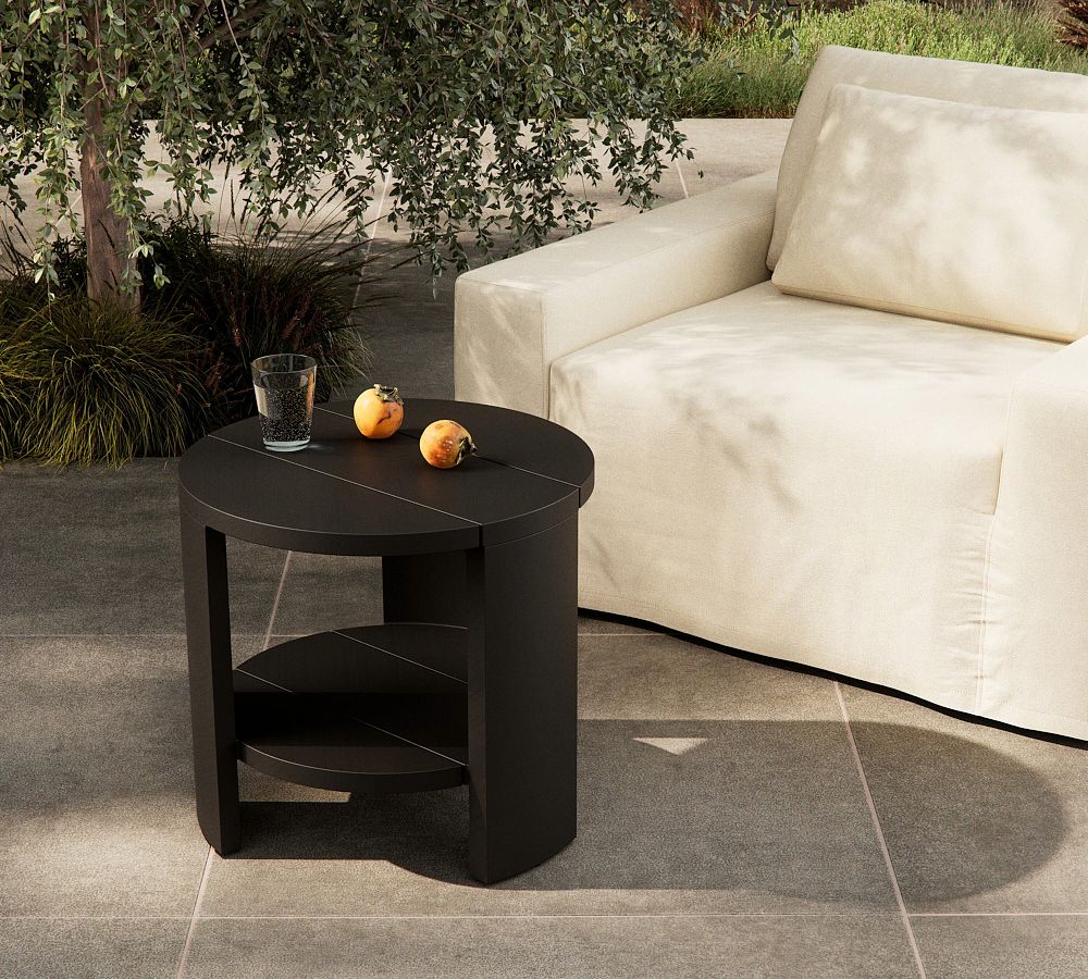 Lanay Metal Round Outdoor End Table (22") | Pottery Barn