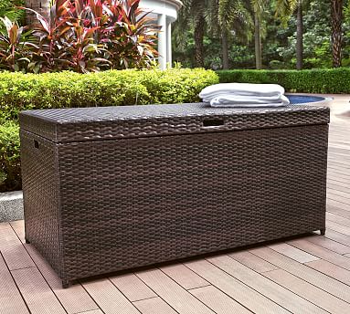 Benson Outdoor Wicker Pool Storage Bin | Pottery Barn