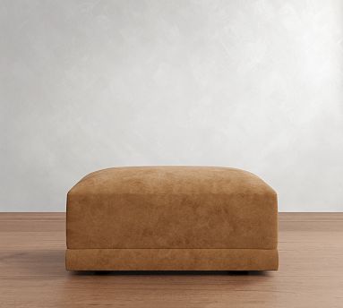 Rutherford Leather Ottoman | Pottery Barn