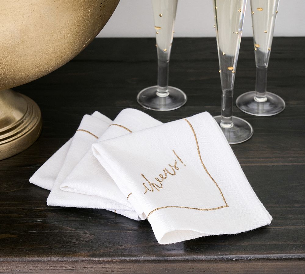 Cheers! Cotton Cocktail Napkins - Set of 4 | Pottery Barn