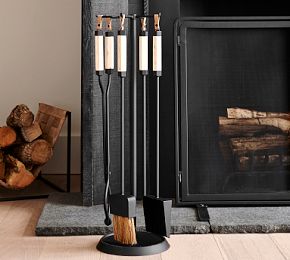 Vail 5-Piece Brass Fireplace Tool Set | Pottery Barn