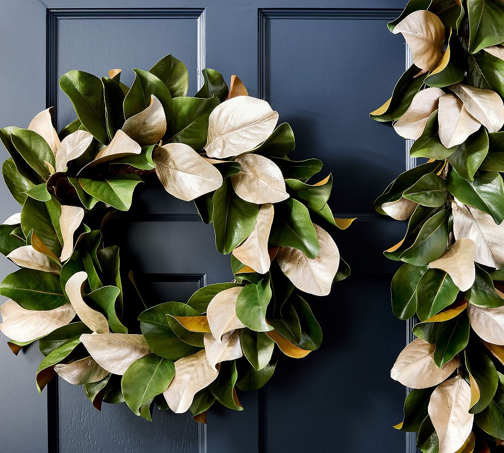 Brandon Maxwell Silver Magnolia Wreath & Garland | Pottery Barn
