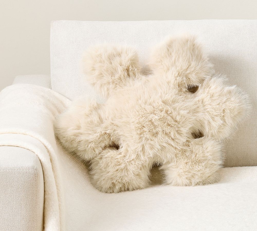 Sparkle Faux Fur Snowflake Shaped Pillow | Pottery Barn