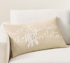 Meet Me Under the Mistletoe Lumbar Pillow | Pottery Barn