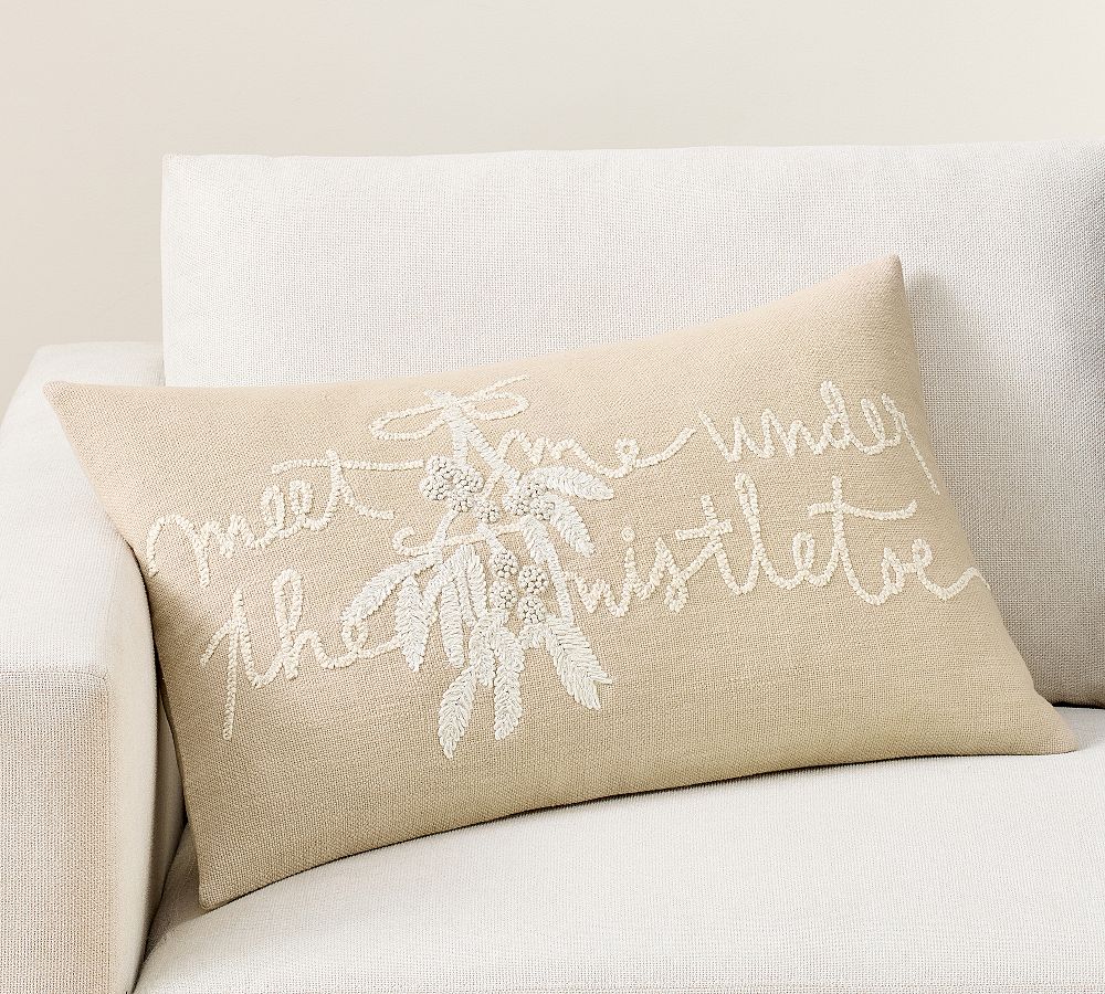 Meet Me Under the Mistletoe Lumbar Pillow | Pottery Barn