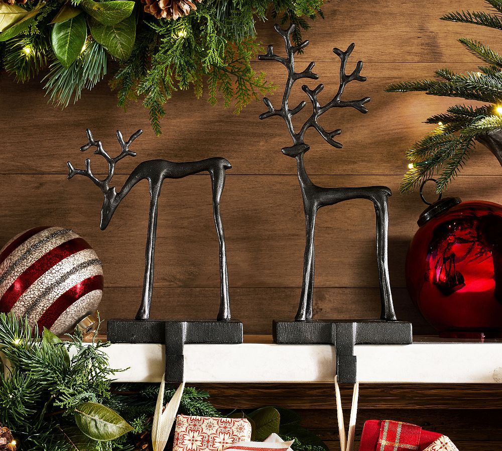 Sculpted Reindeer Stocking Holder | Pottery Barn