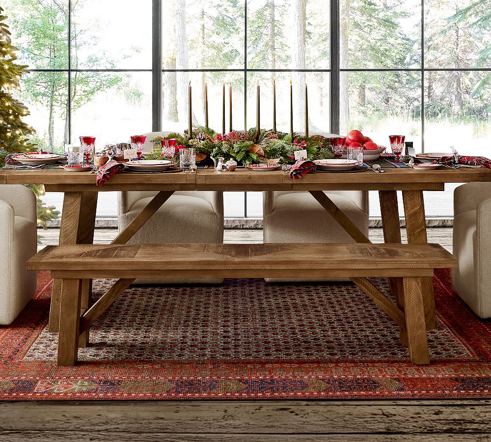 Reclaimed Parquet Dining Bench (72") | Pottery Barn