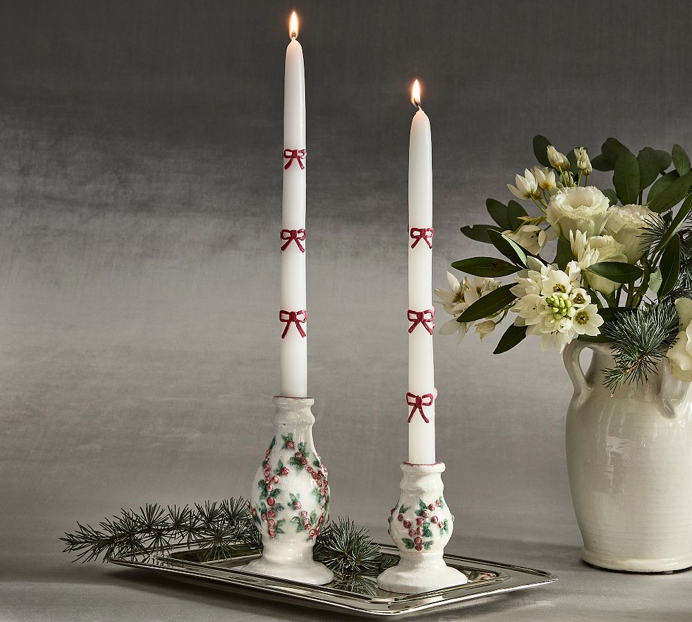 Bow Taper Candle - Set of 2 | Pottery Barn