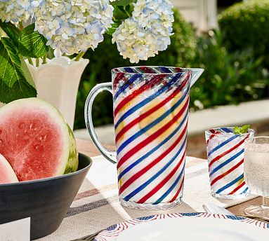 Americana Stripe Outdoor Pitcher | Pottery Barn
