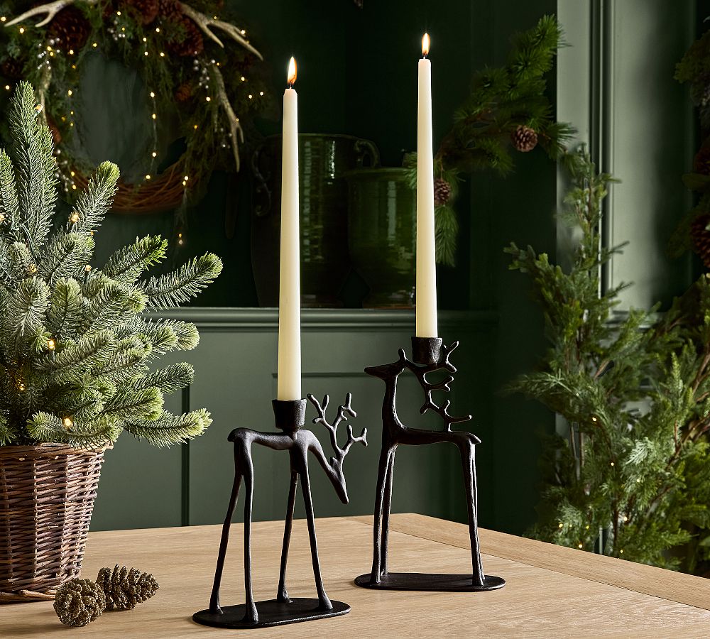 Bronze Sculpted Reindeer Candle Holder | Pottery Barn
