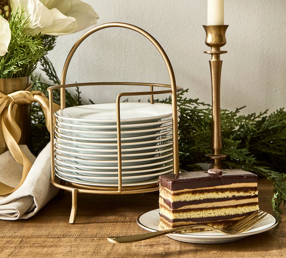 Gold Rim Porcelain Appetizer Plates - Set of 12 | Pottery Barn