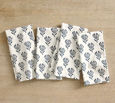 Sandra Block Print Organic Cotton Napkins - Set of 4 | Pottery Barn