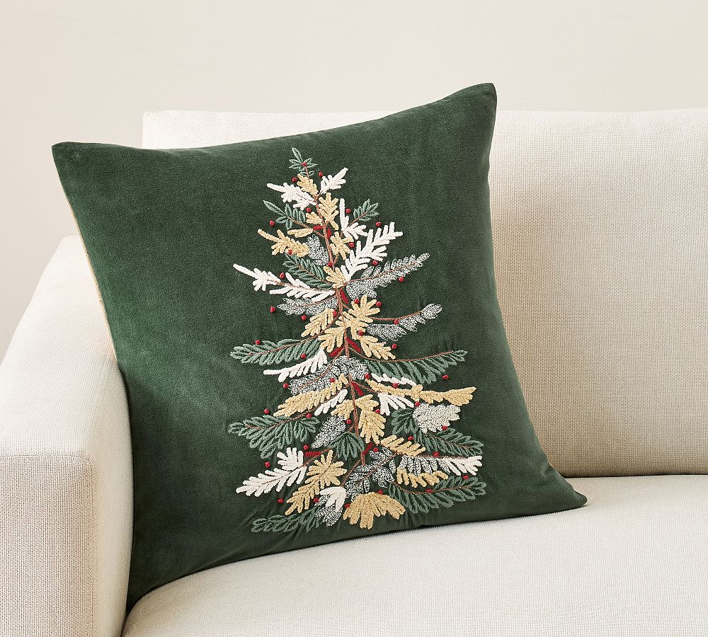 Winter Tree Embroidered Pillow | Pottery Barn