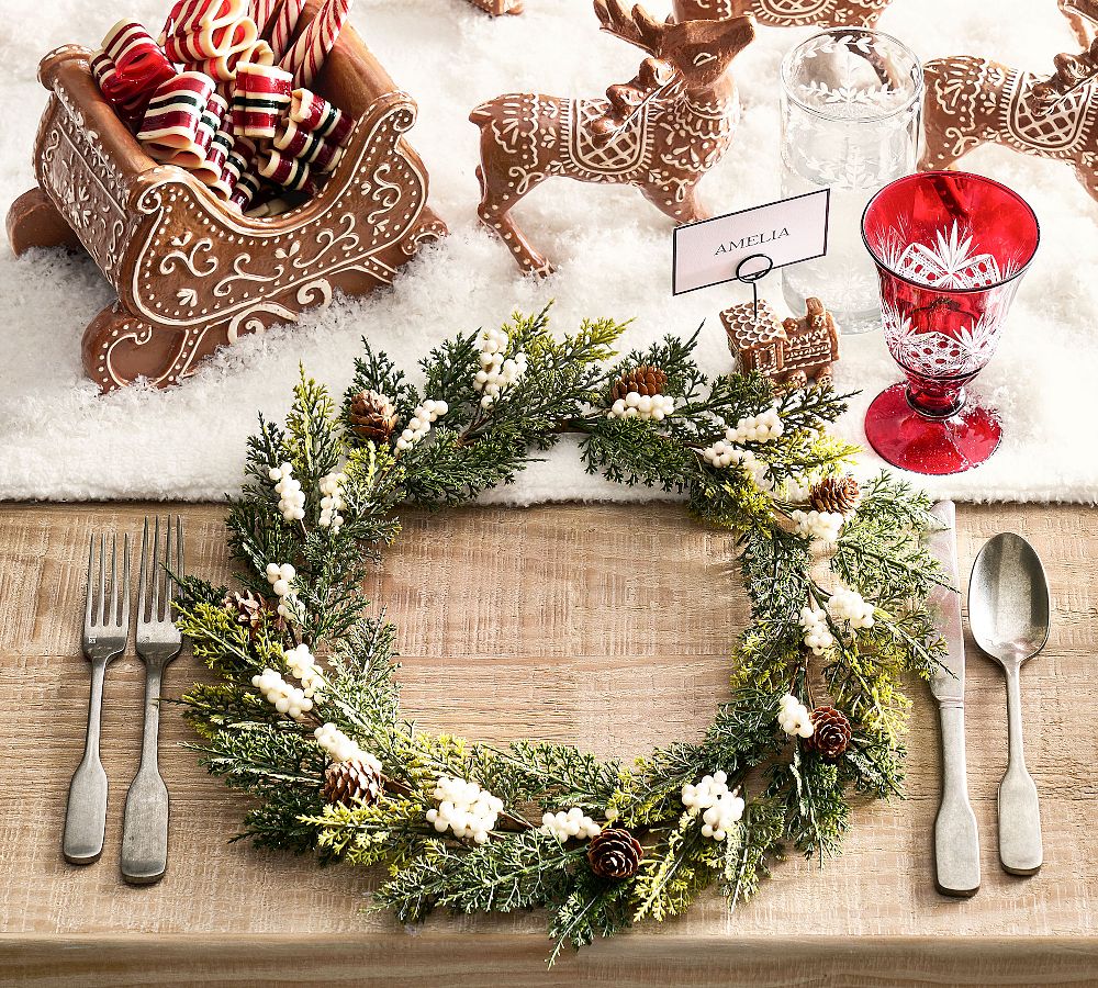 White Berry Pinecone Charger - Set of 4 | Pottery Barn