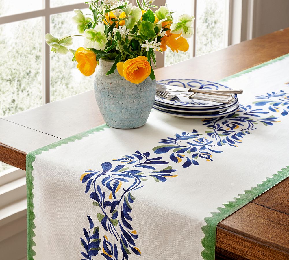 Puebla Multi Organic Cotton Table Runner | Pottery Barn