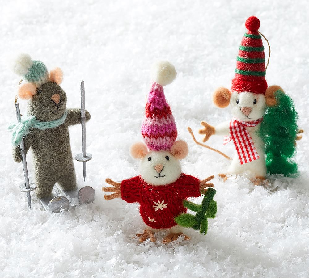 Felt Mice Christmas Ornaments - Charming & Whimsical | Pottery Barn