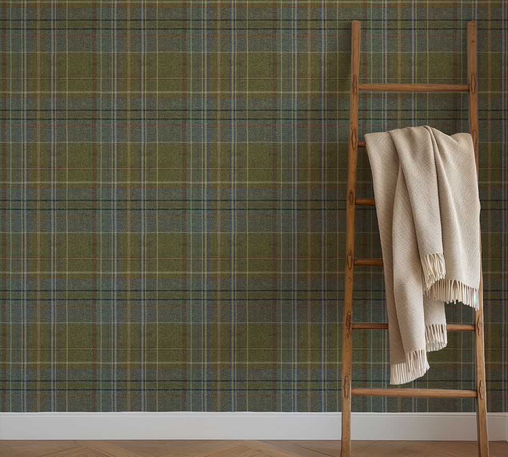 Green Plaid Wallpaper | Pottery Barn