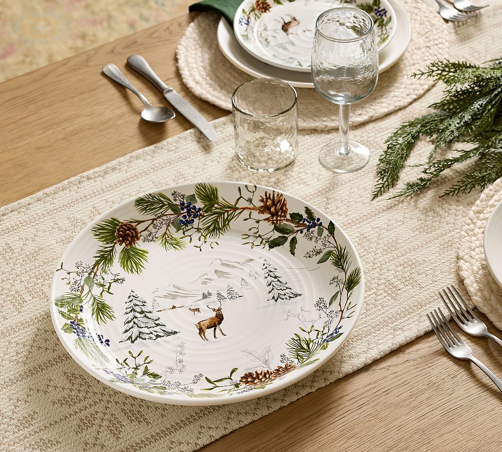 Winter Stag Stoneware Serving Platter | Pottery Barn