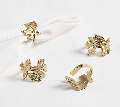 Gold Leaf Napkin Rings - Set of 4 | Pottery Barn
