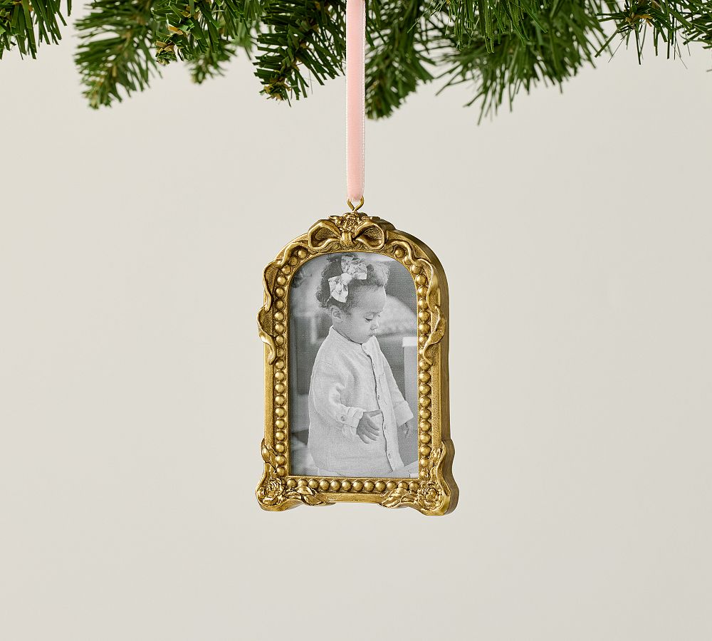 LoveShackFancy Gold Bow Frame Ornament | Pottery Barn